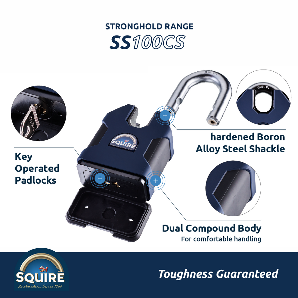 Squire Stronghold Heavy Duty Closed Shackle Padlock | Boron Steel | SS100CS – Squire Locks